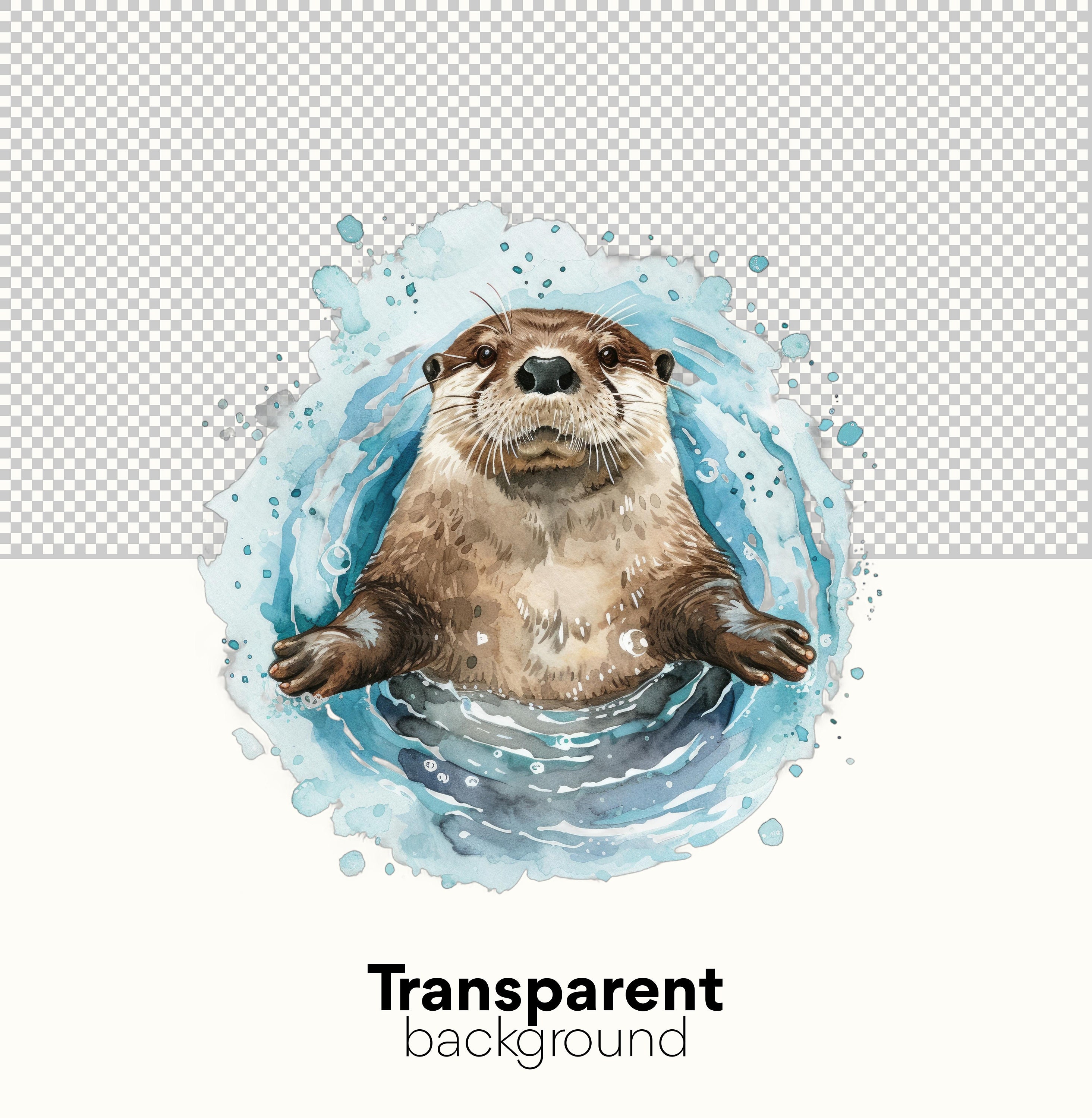 Otter Clipart Bundle, Watercolor Otter Digital Download, Nursery Wall ...