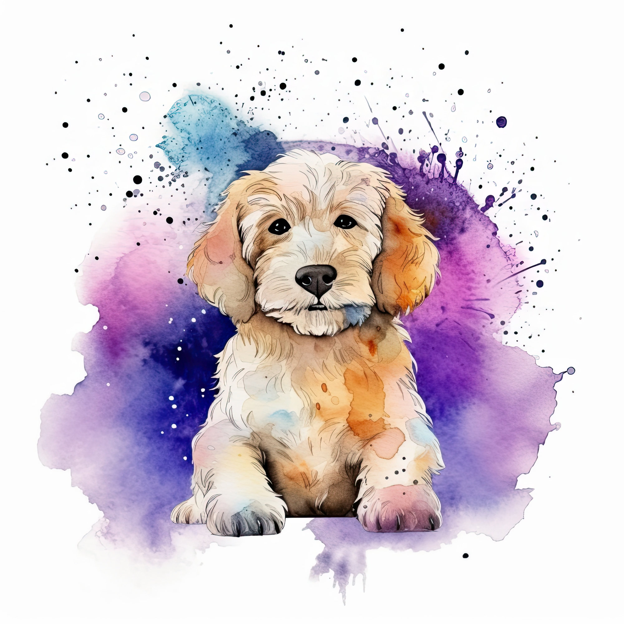 Goldendoodle Clipart Bundle: Watercolor Dog Portrait, Puppy Images, Dog ...