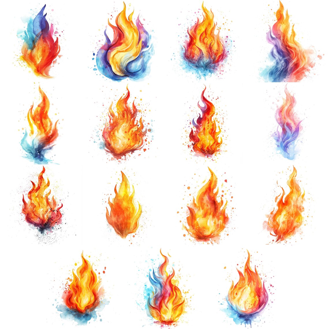 Flame Clipart Fire Overlays, PNG: Campfire Clip Art, Watercolor Fire ...