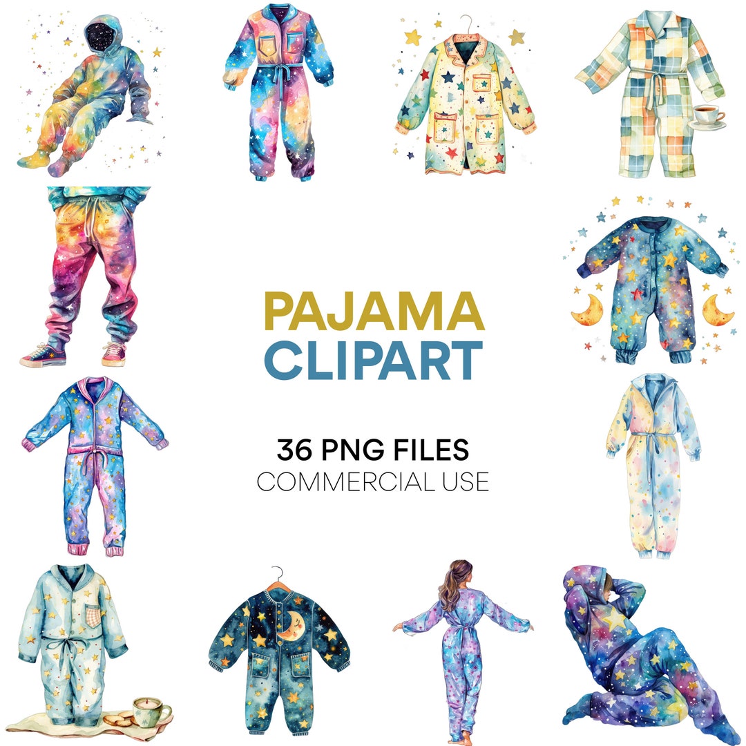Pajama Clipart Party Bundle: Slumber Sleepover, Scrapbooking PNG, Day ...