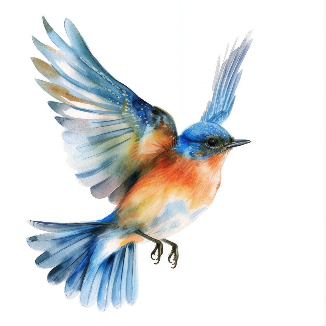 Flying Bird Clipart Set, Colorful Birds, JPG Watercolor Bird Images ...
