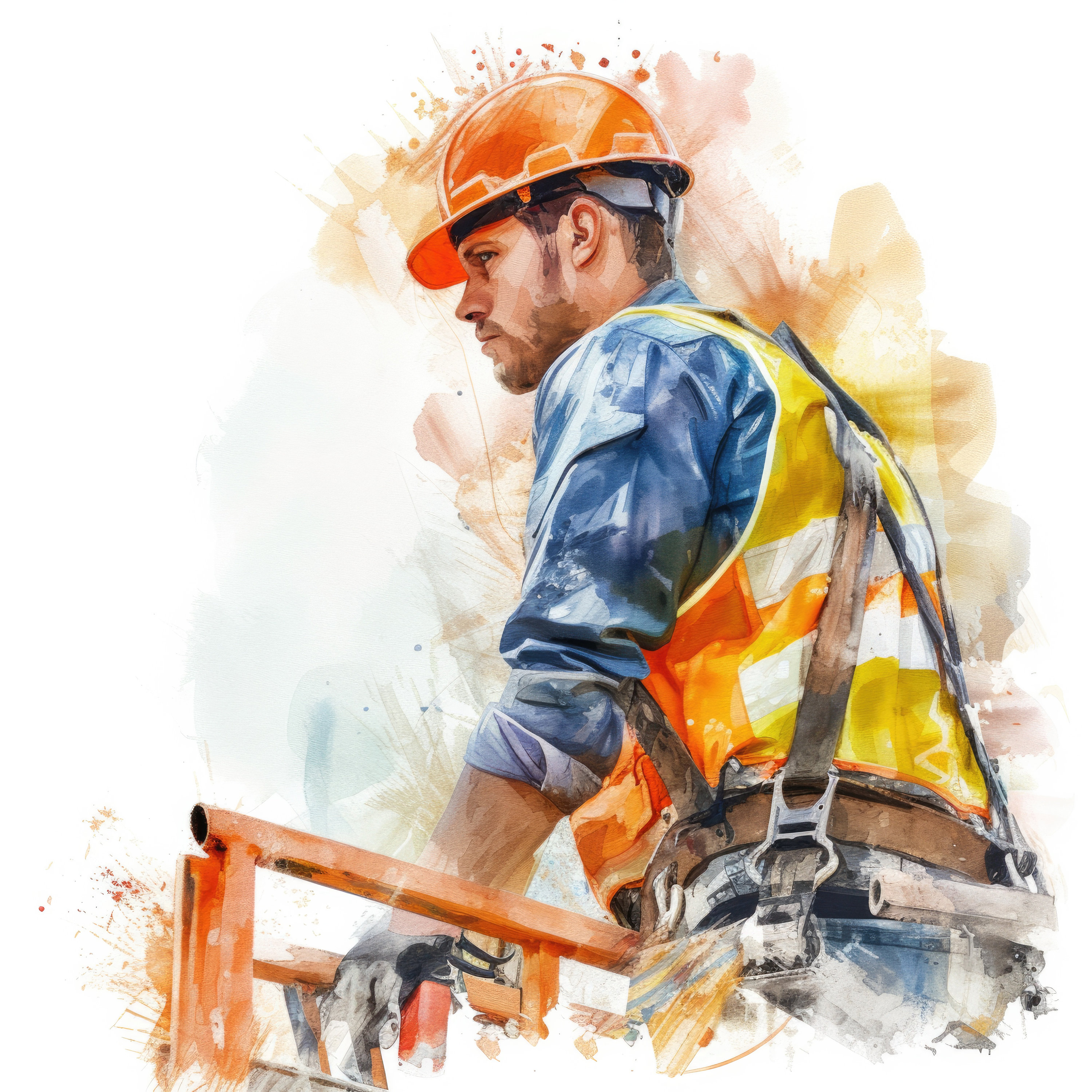 Construction Worker Clipart: Digital Watercolor for Posters, Father's ...