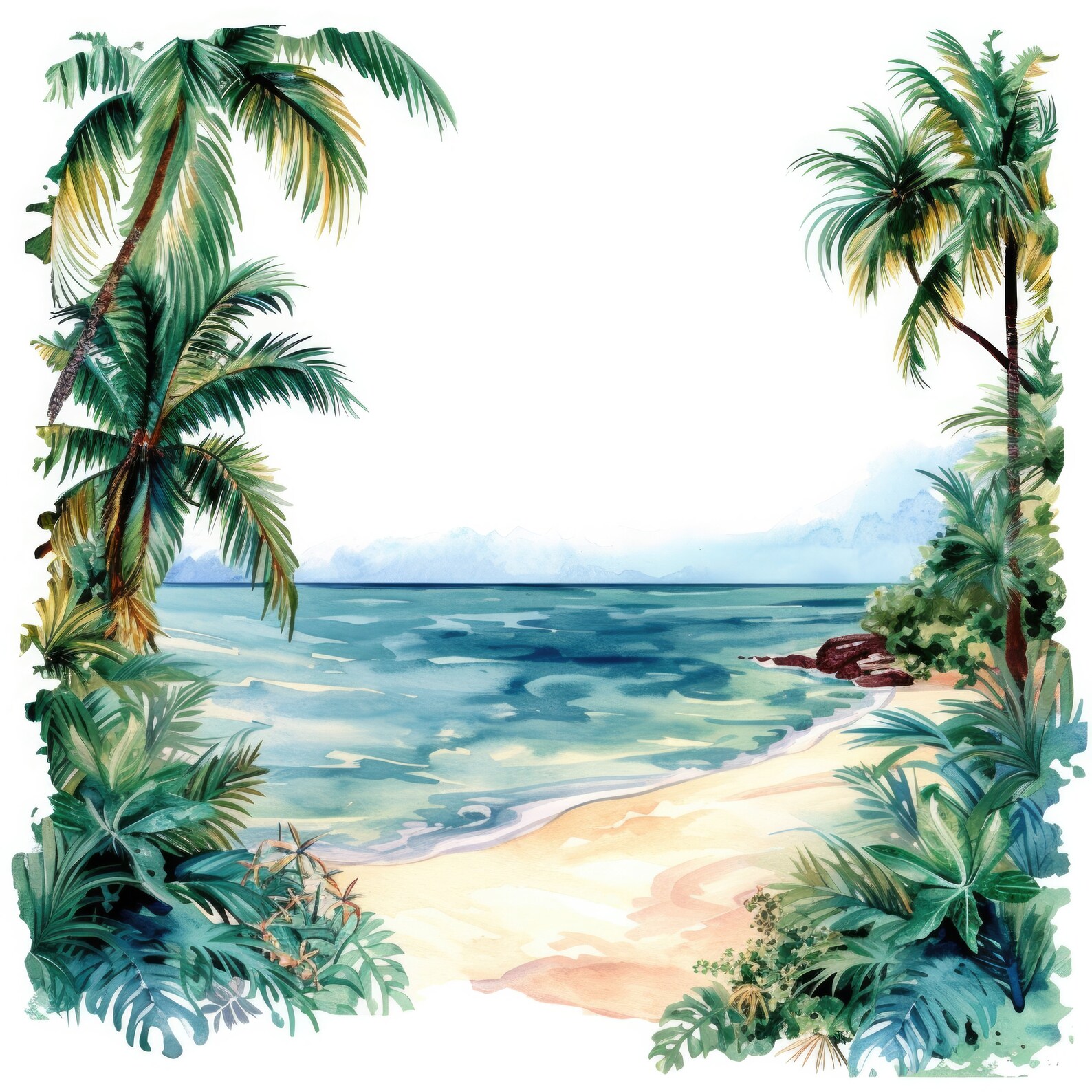 Hawaii Watercolor Clipart: Summer Hawaiian Tropical Flowers, Luau, Palm ...