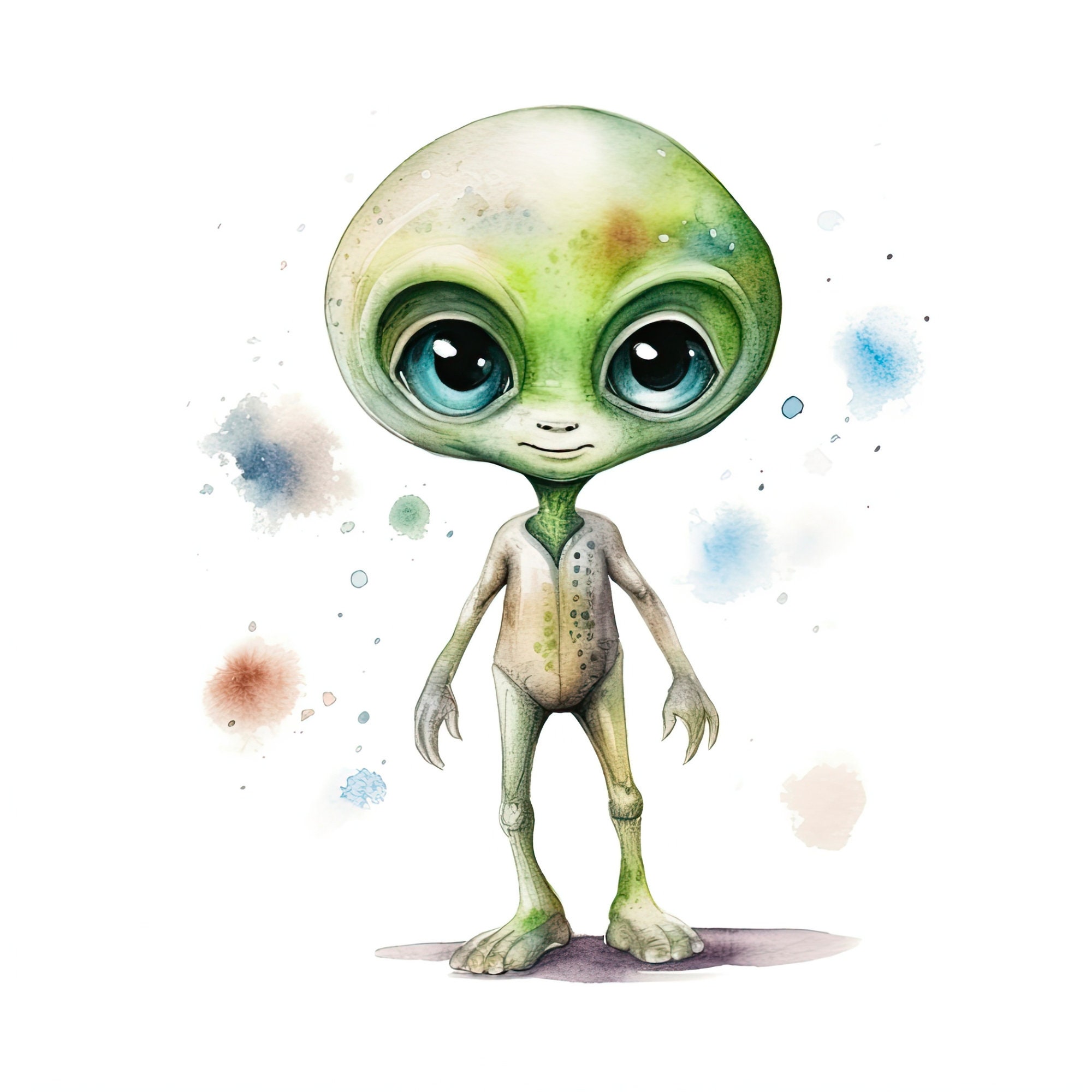 Alien Clipart: Cute UFO & Space Clipart, Watercolor Aliens, Outer Space ...