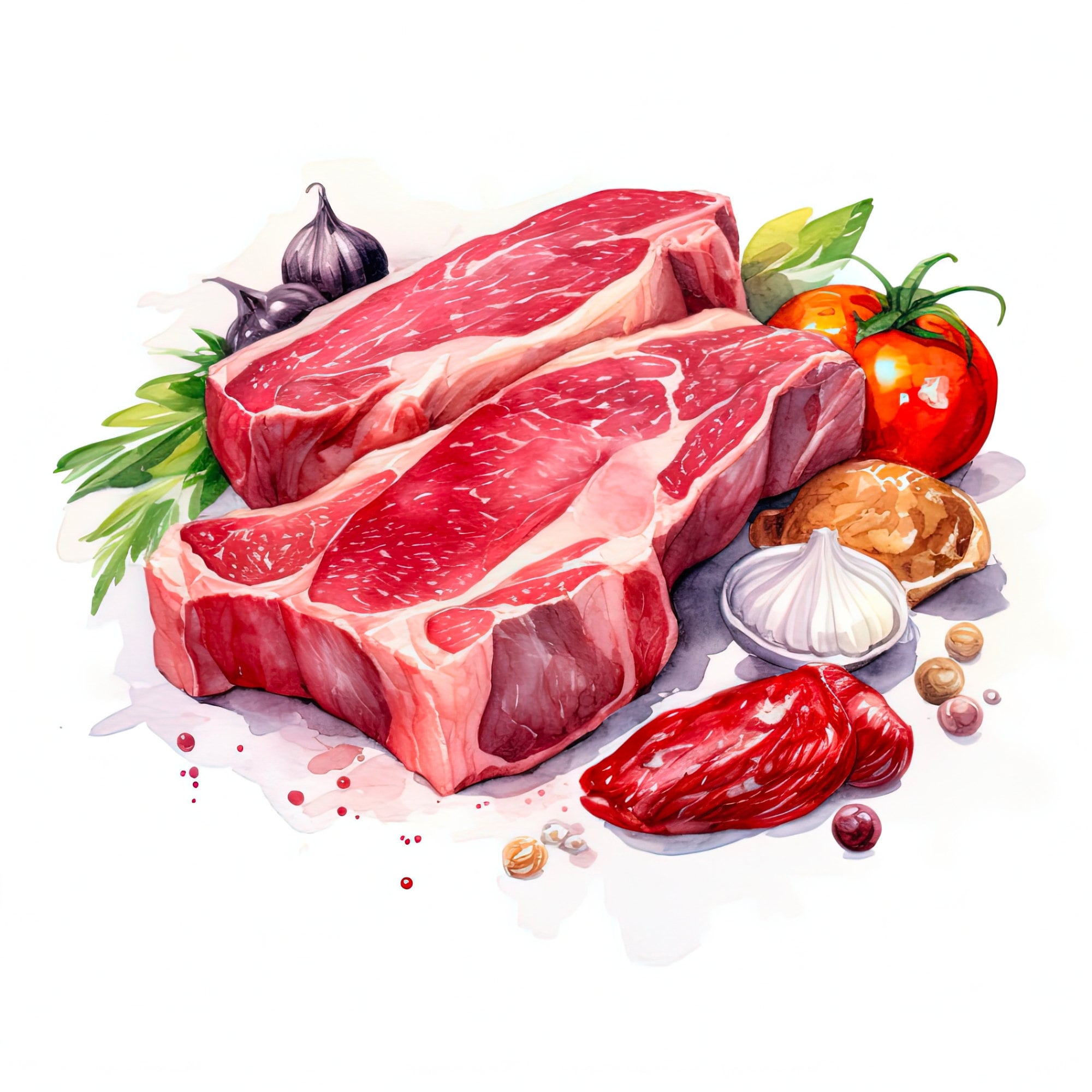 Meat Clipart Collection: Watercolor Food Illustration, Beef, Pork ...