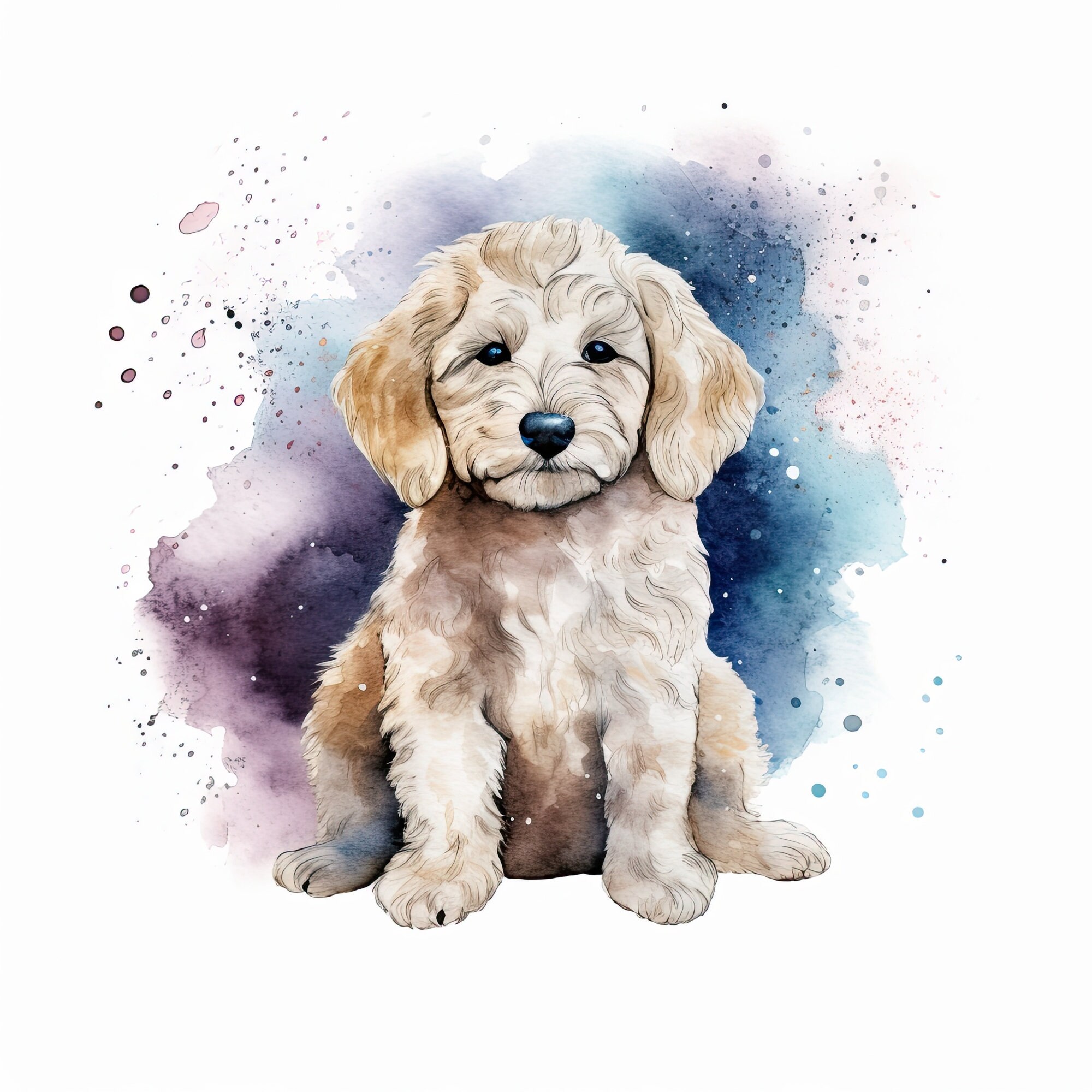 Goldendoodle Clipart Bundle: Watercolor Dog Portrait, Puppy Images, Dog ...