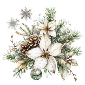 Christmas Clipart Black and White 21 High-quality Jpgs Watercolor ...