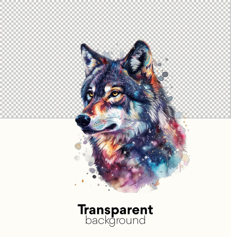 Wolf Clipart Bundle: Digital Crafting Watercolor Clipart, Wolf Wall Art ...
