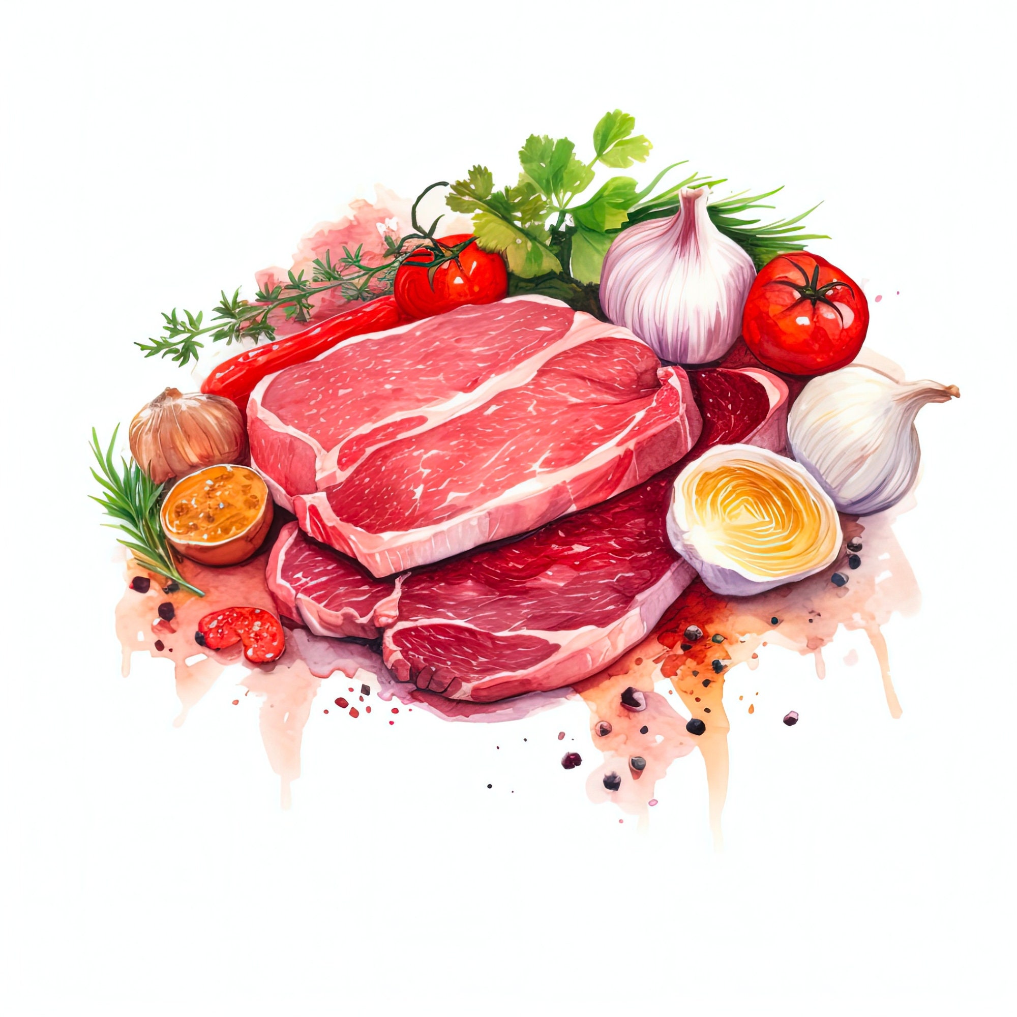 Meat Clipart Collection: Watercolor Food Illustration, Beef, Pork ...