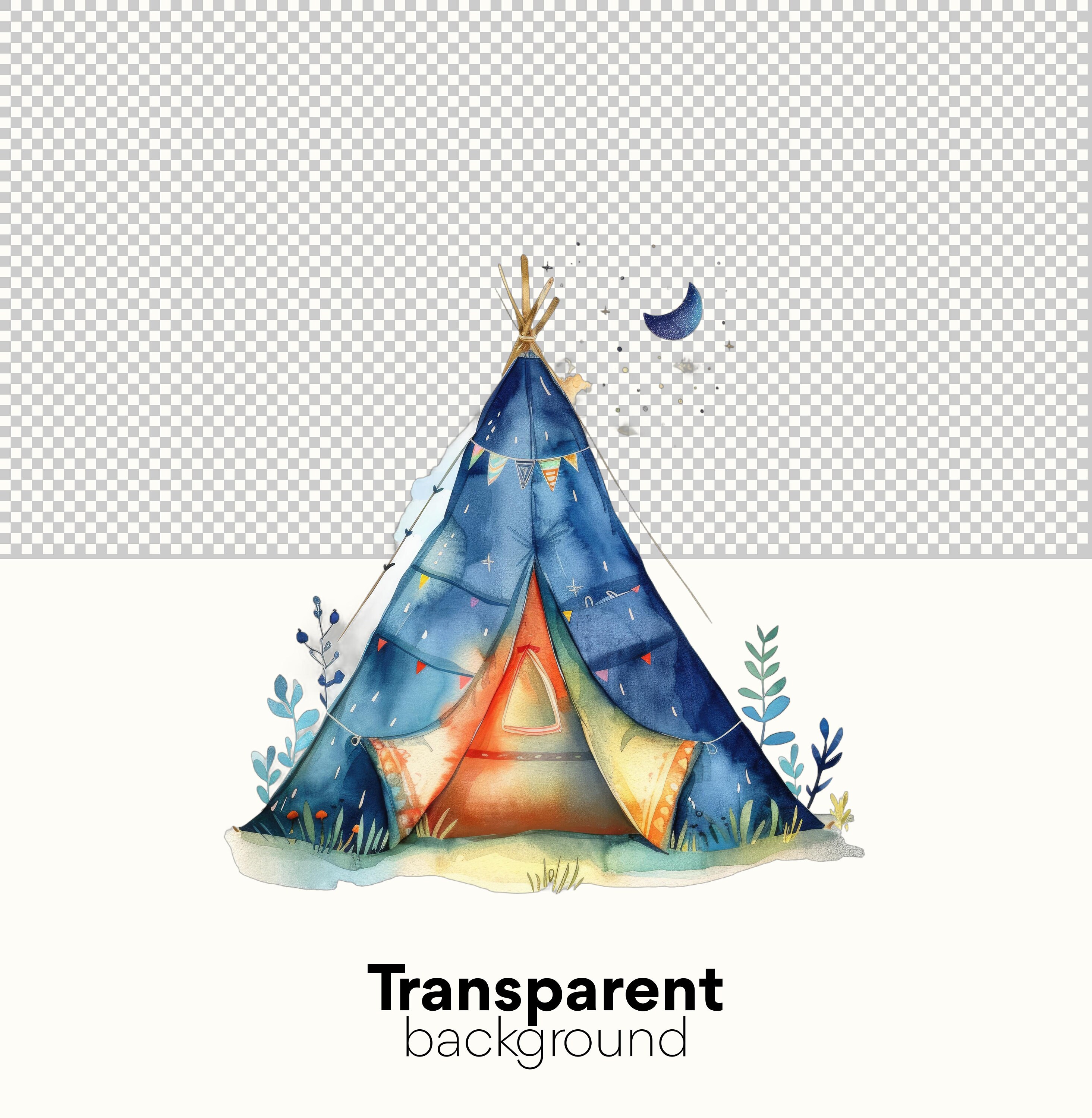 Tent Clipart: Watercolor Camping, Forest & Campfire Clipart - PNG ...