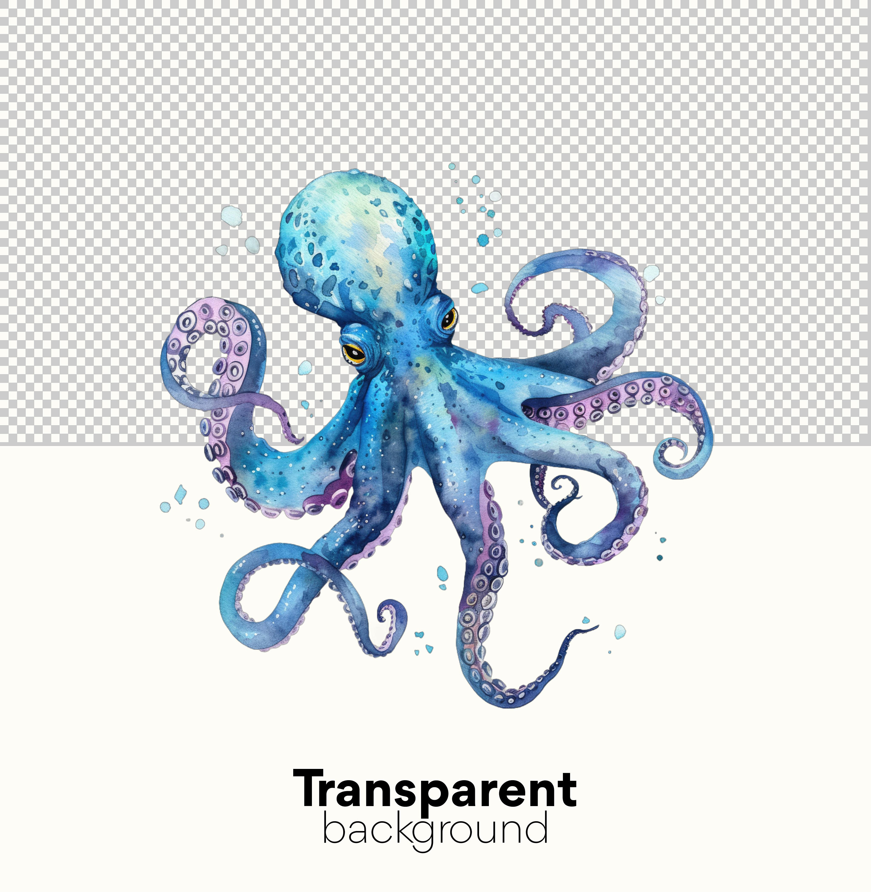 Octopus Clipart: Cute Watercolor Octopus Digital Download for ...