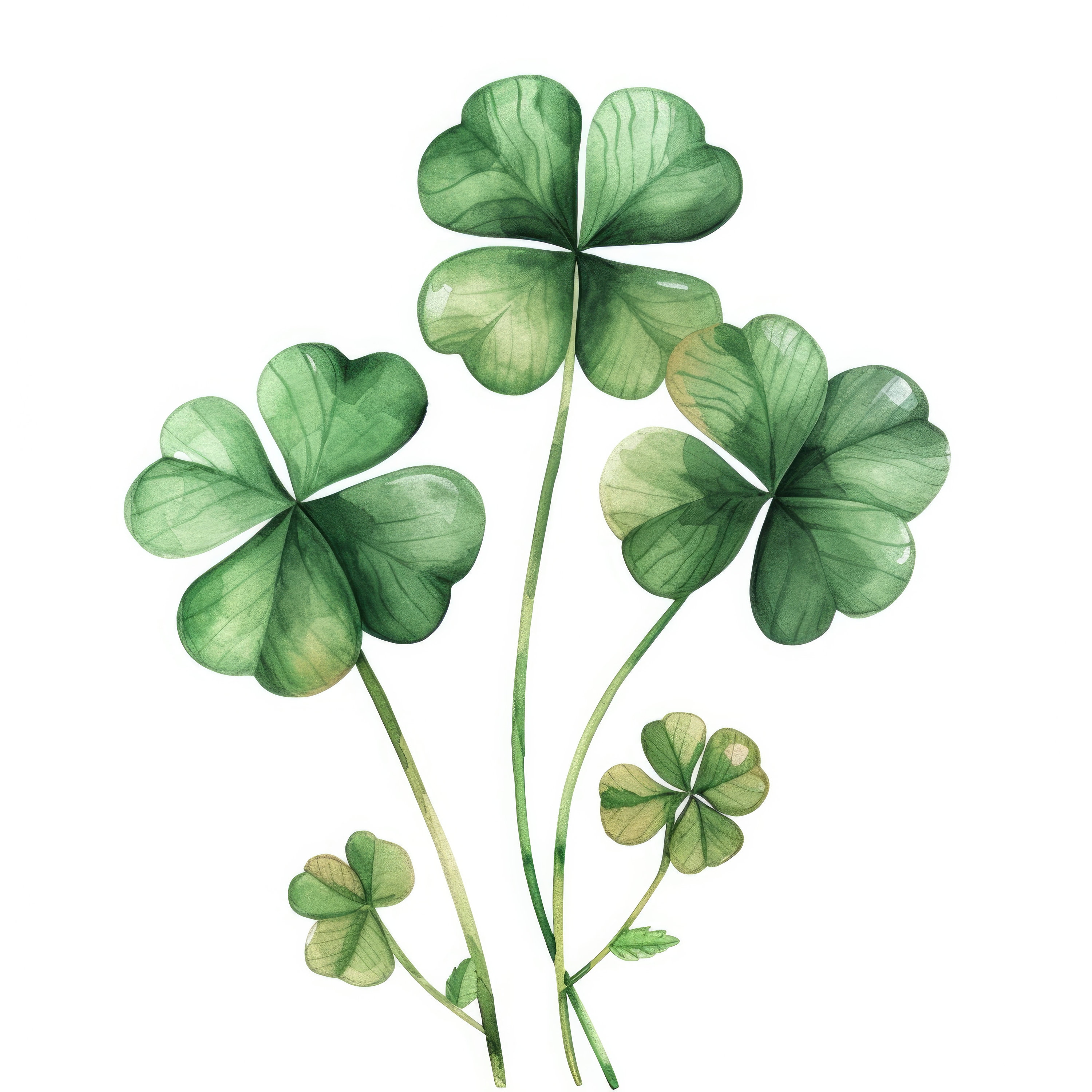 Clover Clipart: Watercolor Four Leaf Clover, St Patrick's Day Shamrock ...