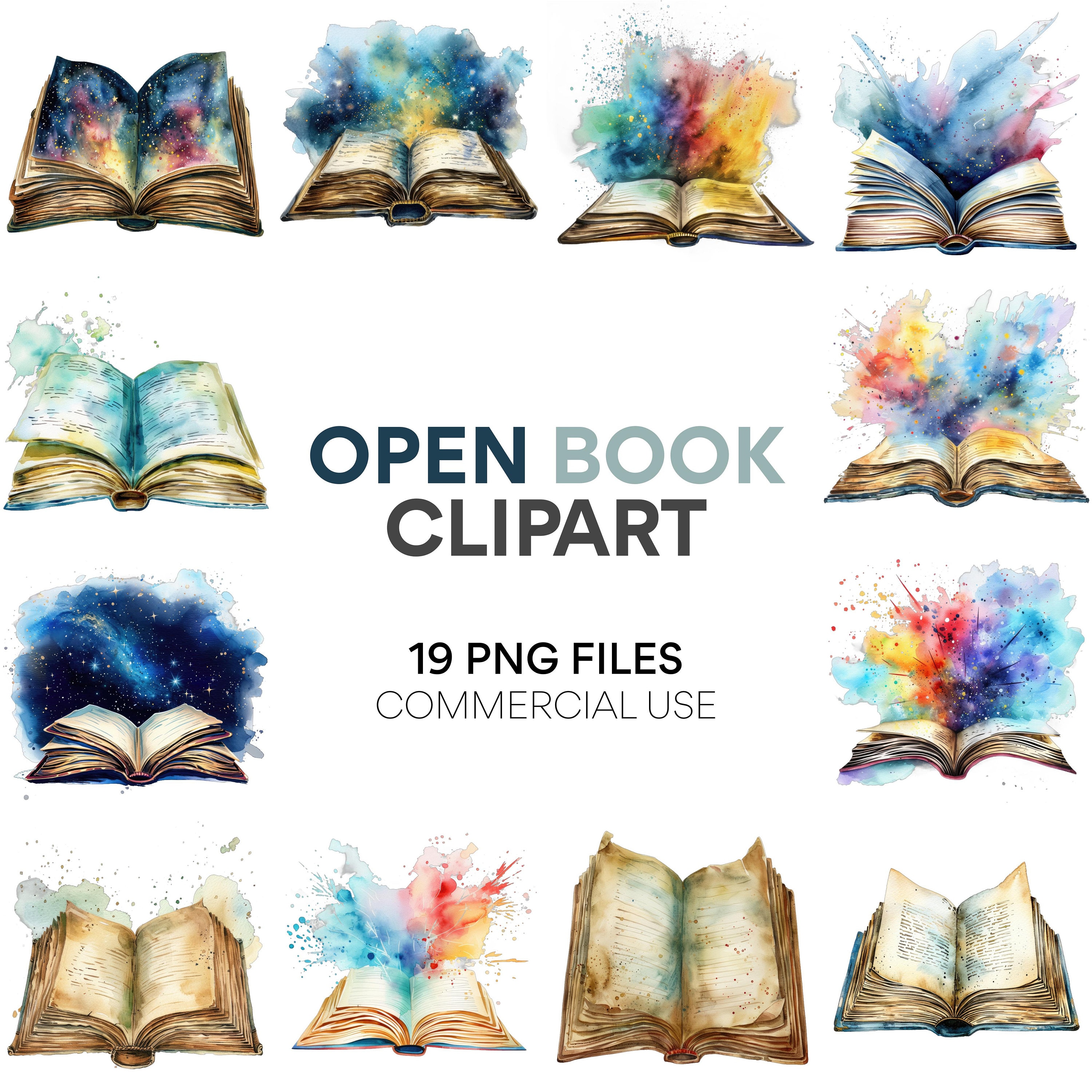 Open Book Clipart Magic: Fairytale, School, Library & Fantasy Book ...