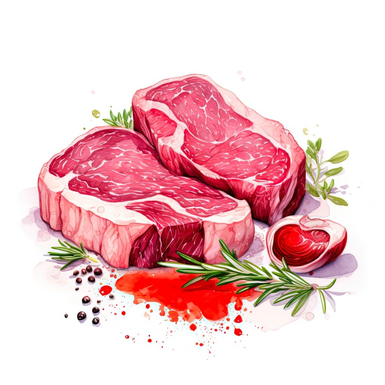 Meat Clipart Collection: Watercolor Food Illustration, Beef, Pork ...