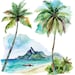 Hawaii Watercolor Clipart: Summer Hawaiian Tropical Flowers, Luau, Palm ...