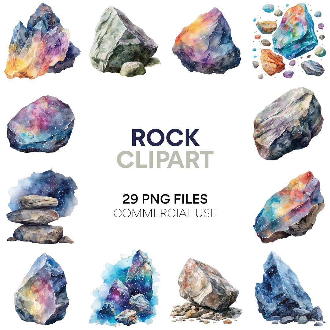 Rock Clipart | 29 High-quality Pngs - Watercolor, Digital Planners ...