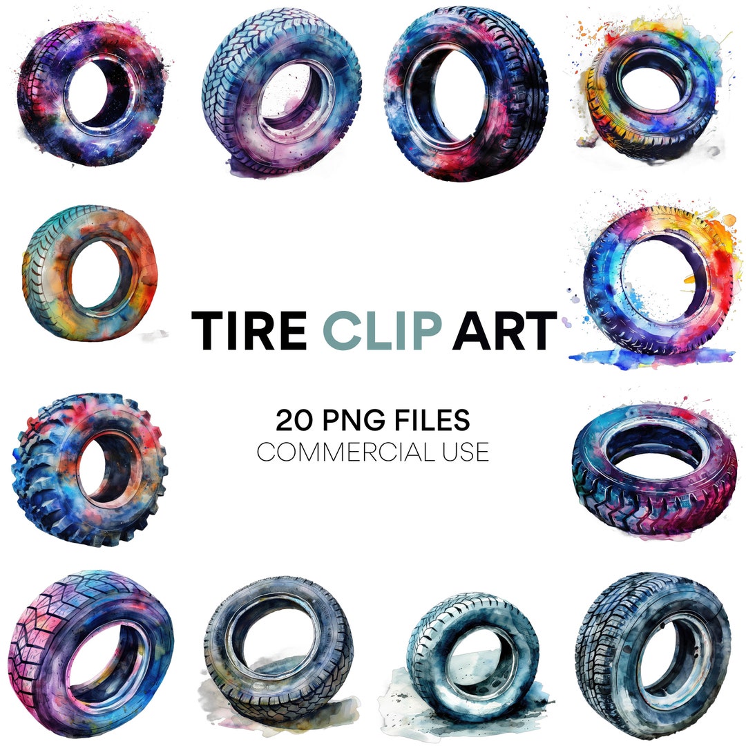 Tire Clip Art: Commercial Use, Digital Download of Car Track, Tire ...