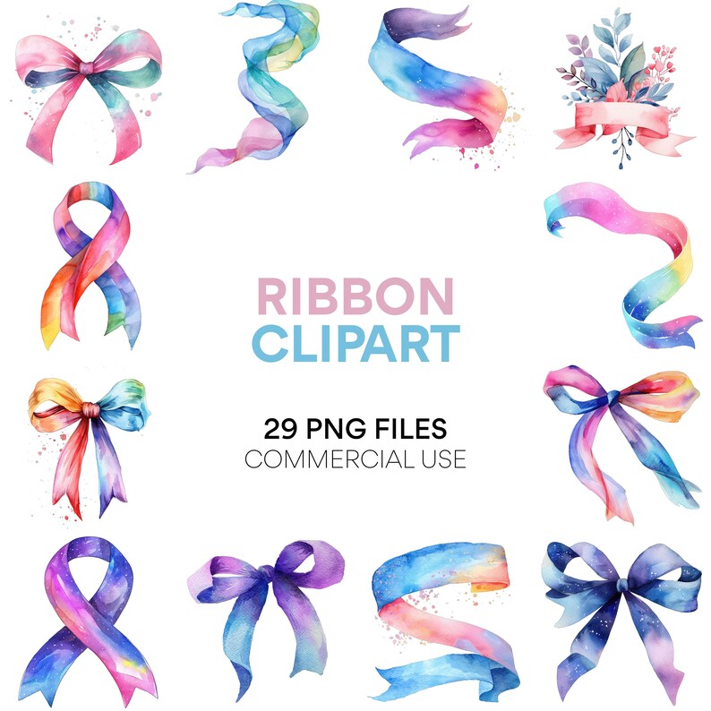 Ribbon Clipart Digital Ribbon Overlays, Celebration and Party Clipart ...