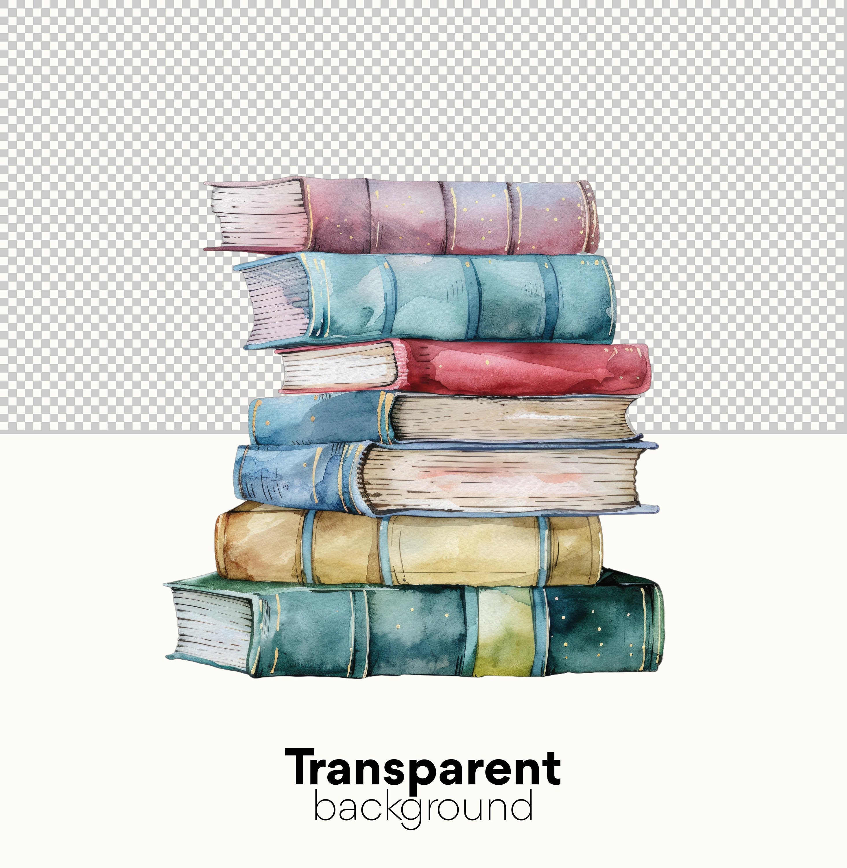 Stack of Books Clipart: Digital Download for Planners, Watercolor Art ...