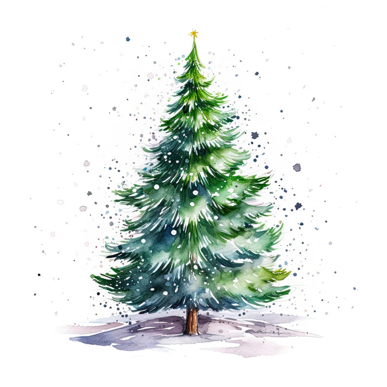 Christmas Tree Clipart Bundle: Watercolor Christmas Decor, Digital ...