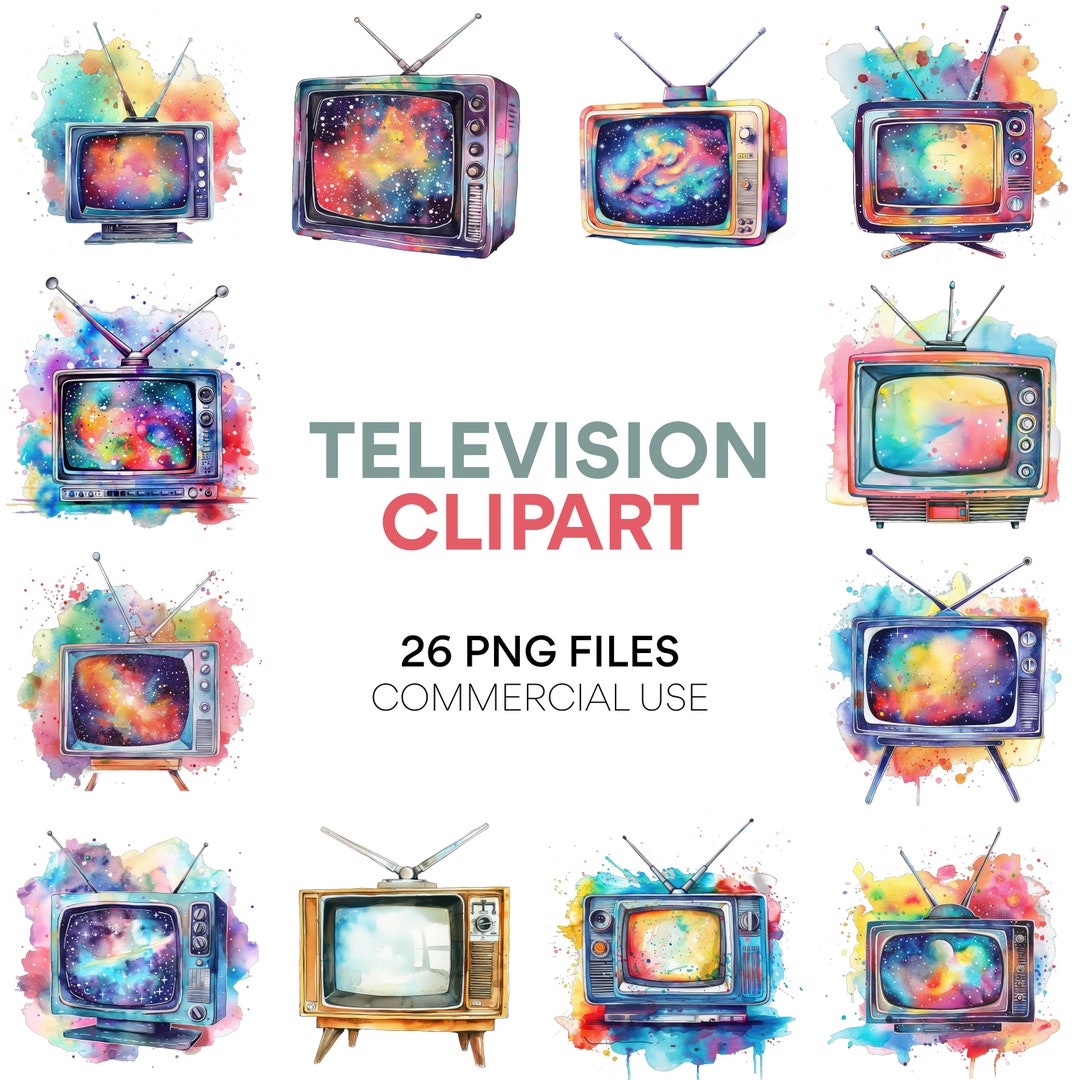 Television Clipart: TV Clip Art Set, Retro Television Digital Clipart ...