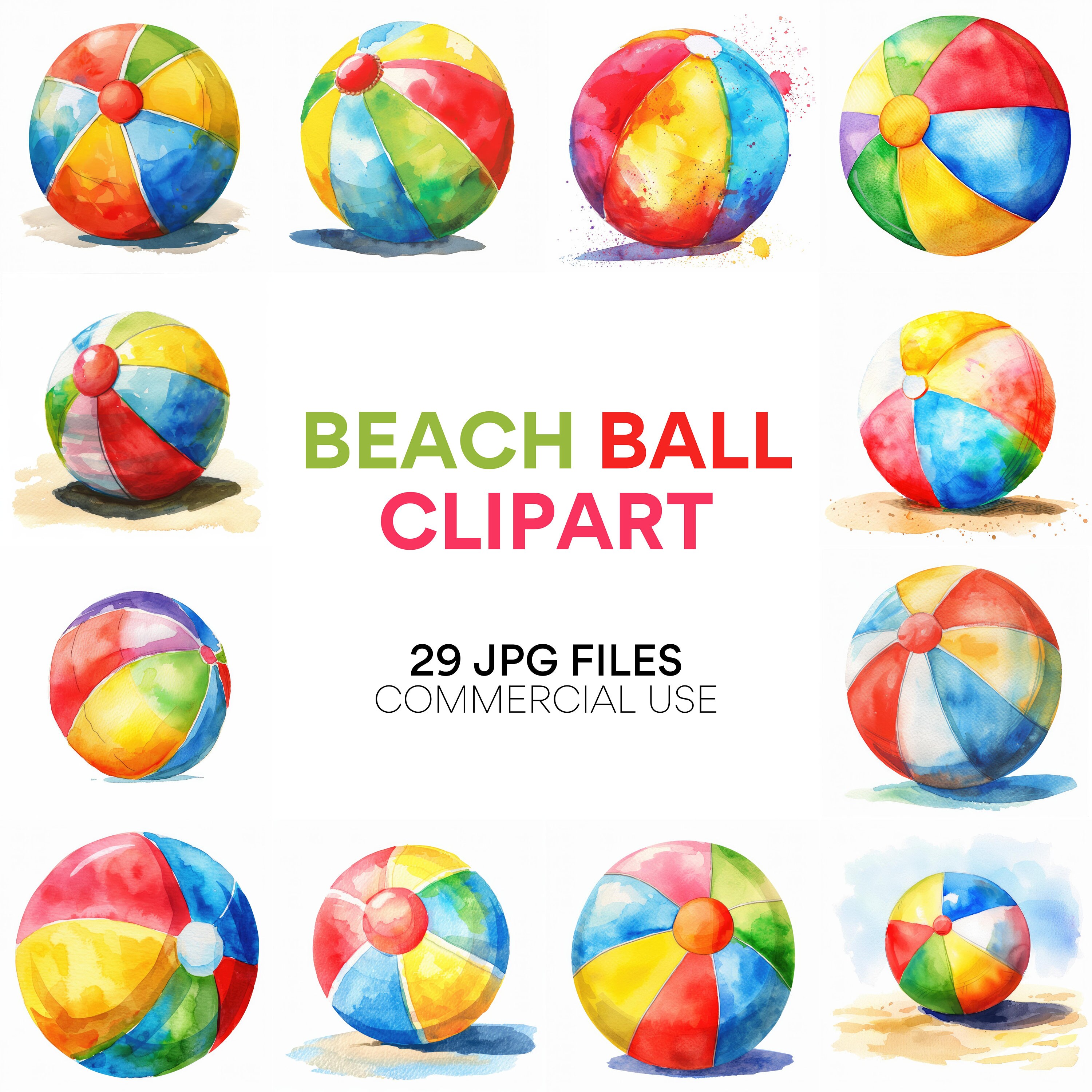 Beach Ball Clipart: Summer Clip Art, Vacation, Pool, Inner Tube JPG ...
