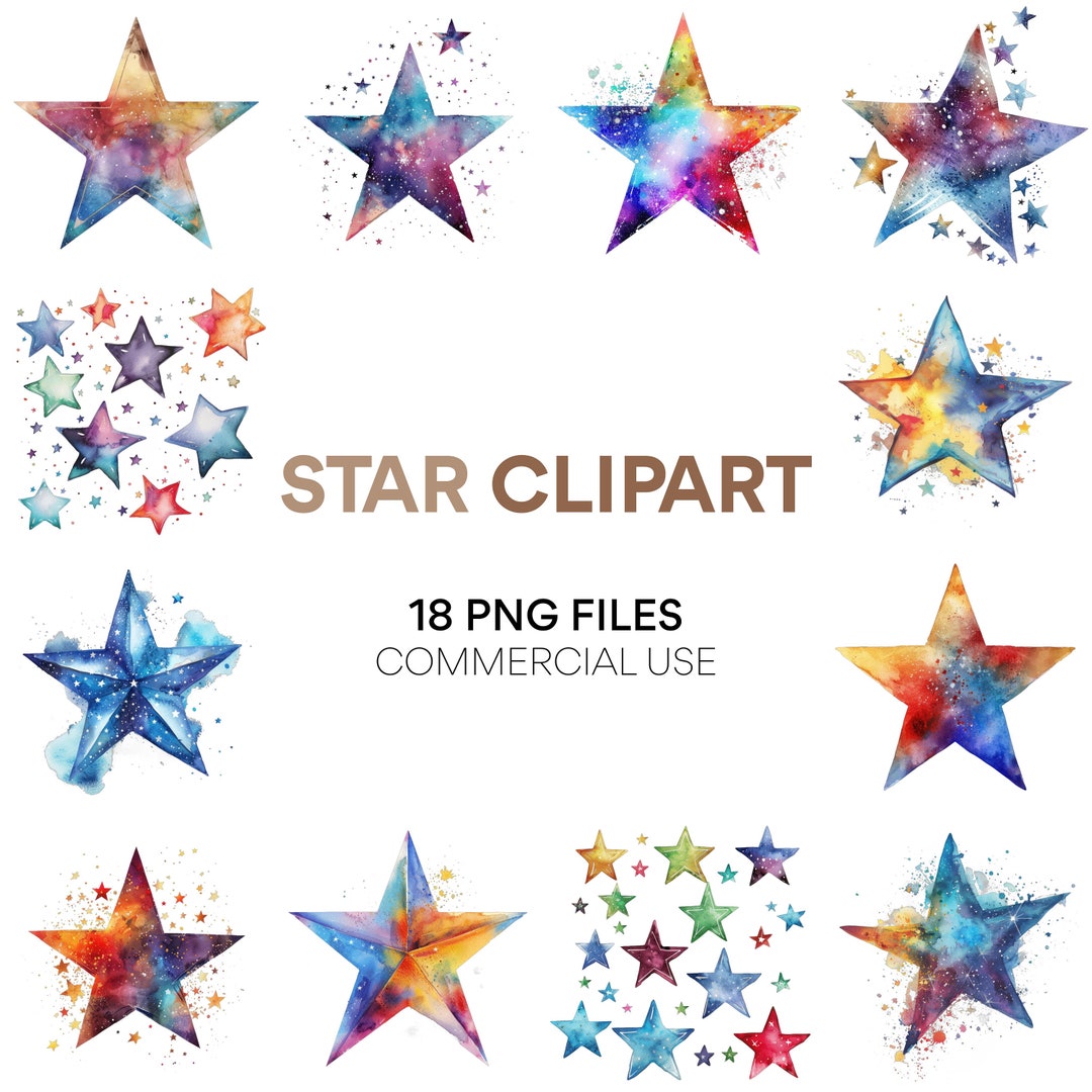 Star Clipart Overlays, Gold Foil Starry Night Sky & Galaxy Clip Art ...