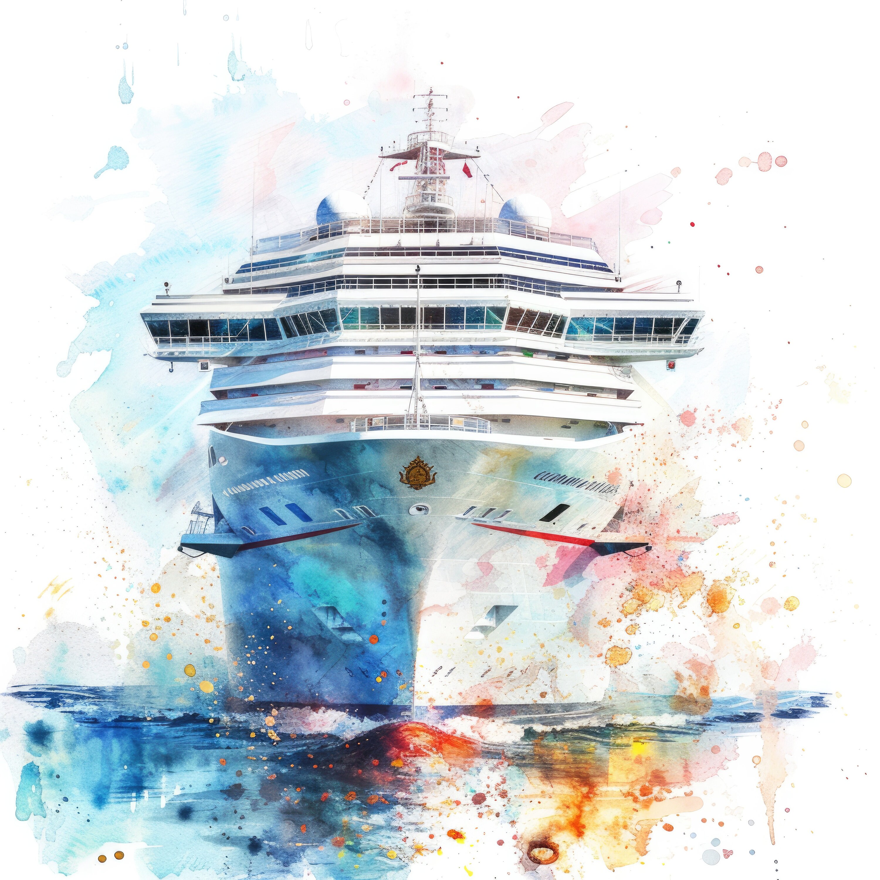 Cruise Clipart Bundle: Cruise Ship, Summer Vacation, Beach, Watercolor ...