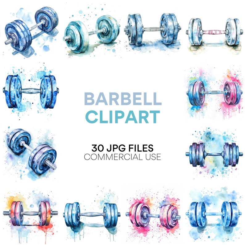 Barbell Clipart: Fitness and Crossfit Inspired, Weightlifting Gym ...