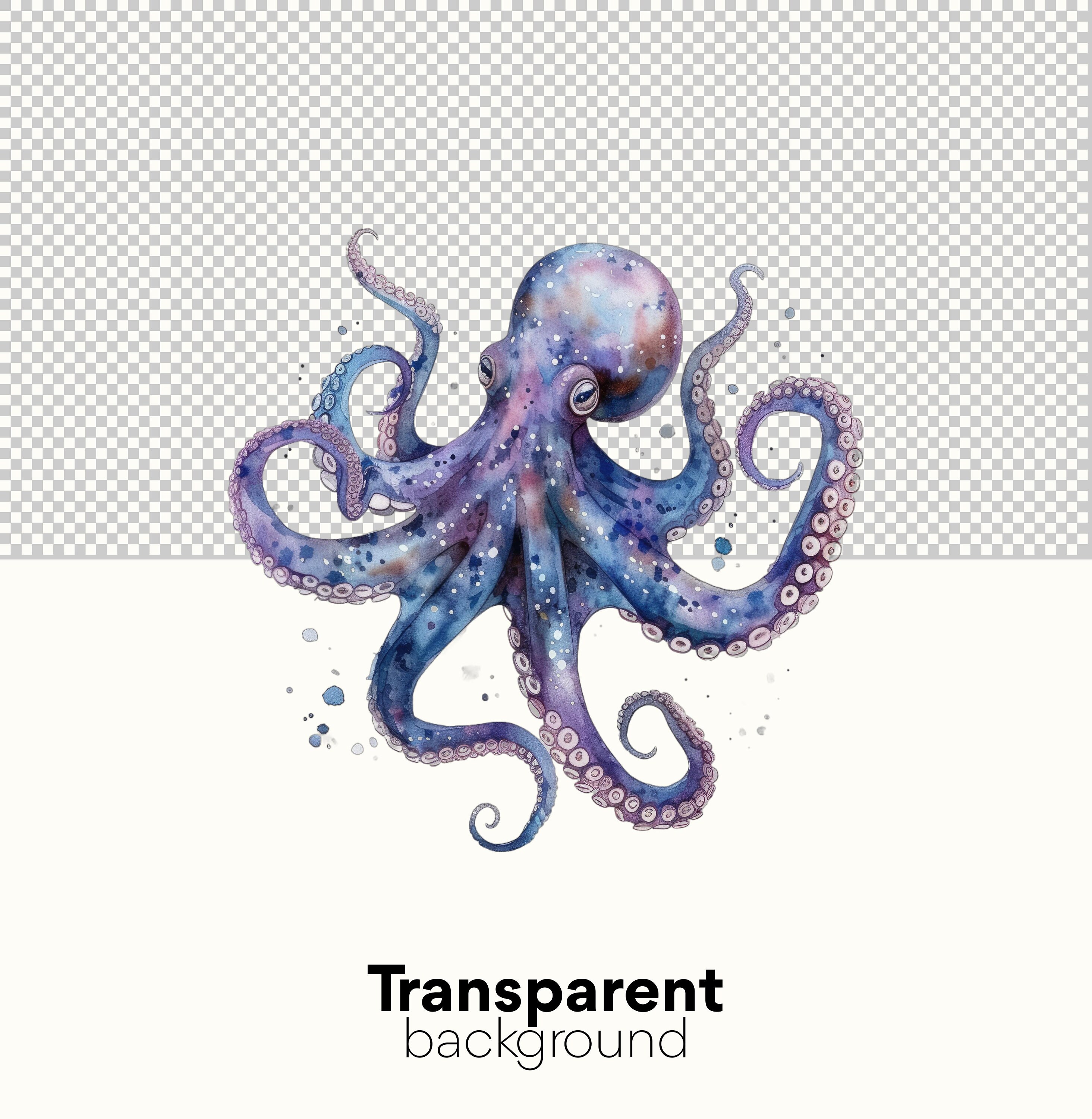 Octopus Clipart: Cute Watercolor Octopus Digital Download for ...