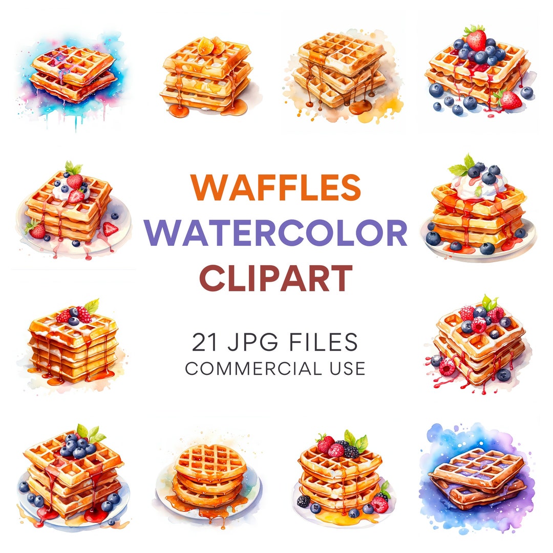 Waffles Clipart Bundle: Food, Breakfast, Dessert, Sweets, Pancakes ...