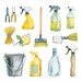 Cleaning Clipart: Watercolor Cleaning Supplies, Laundry Clipart, Hand ...