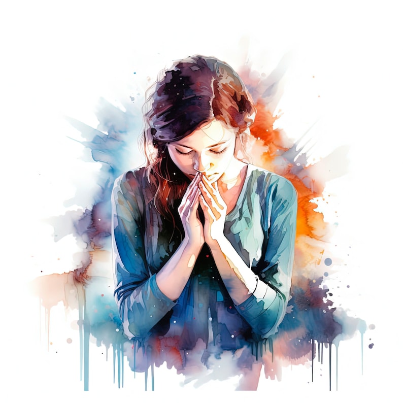 Pray Clipart Collection: Praying, Church, Watercolor, Bible, Christian ...