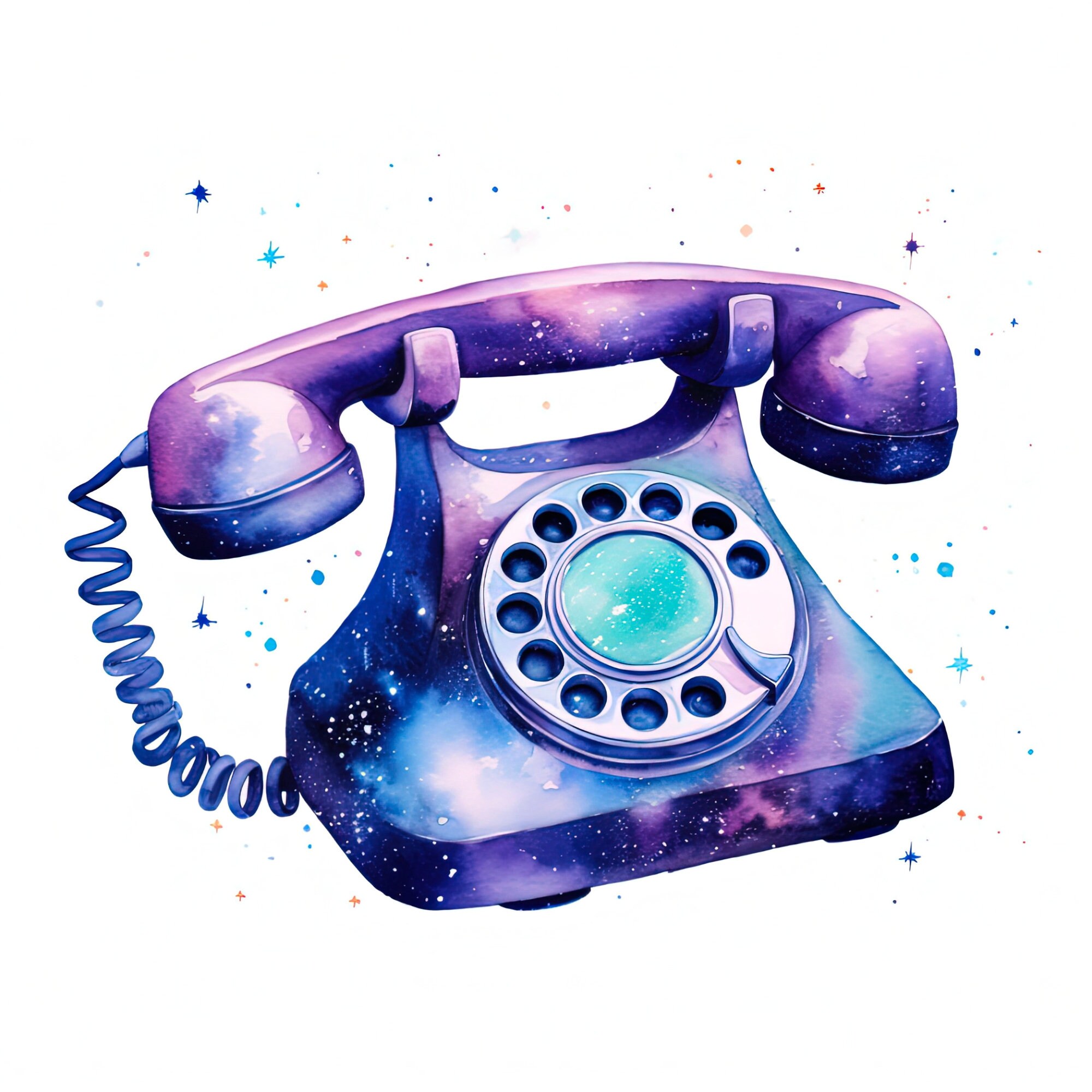Telephone Clipart - Vintage Retro Watercolor Phone, Floral Telephone ...