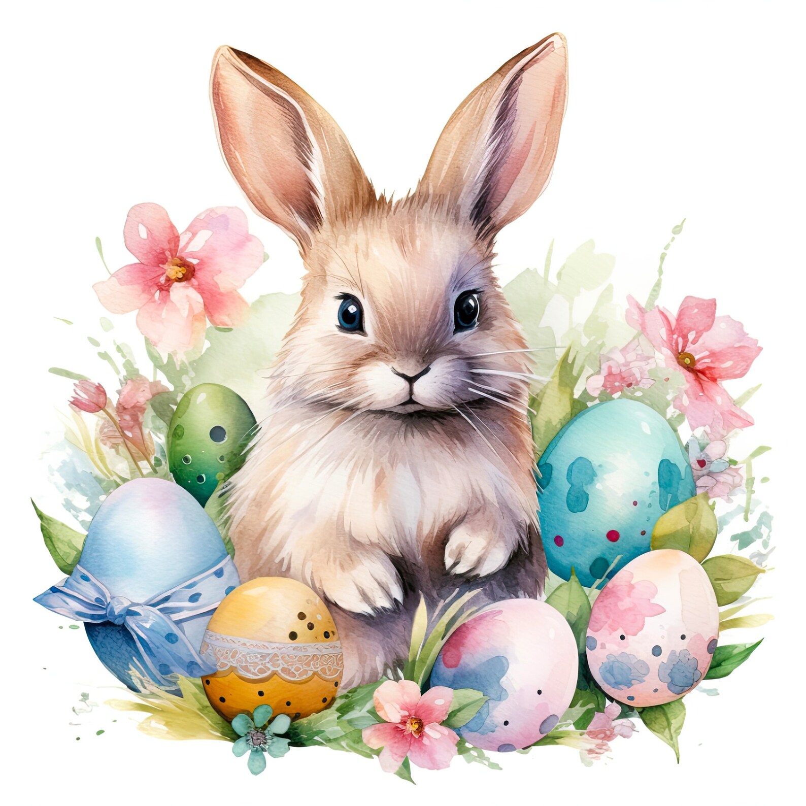 Easter Clipart: Watercolor Easter Bunny, Spring Clipart for Commercial ...