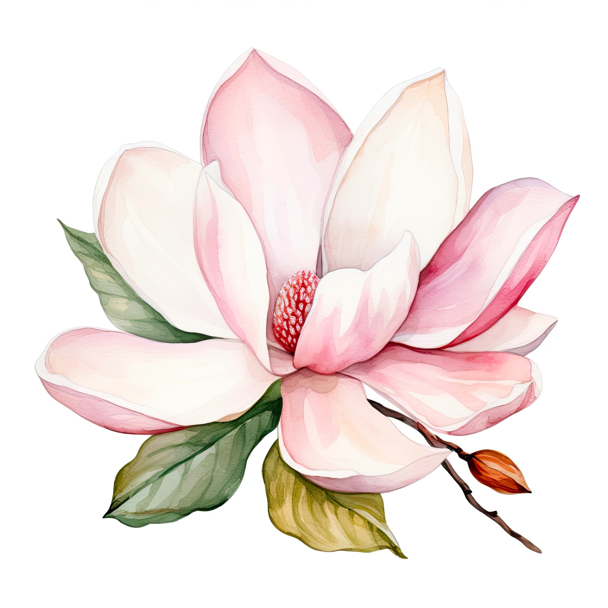 Magnolia Flower Clip Art, Watercolor Magnolia Clipart, Flower Clipart ...