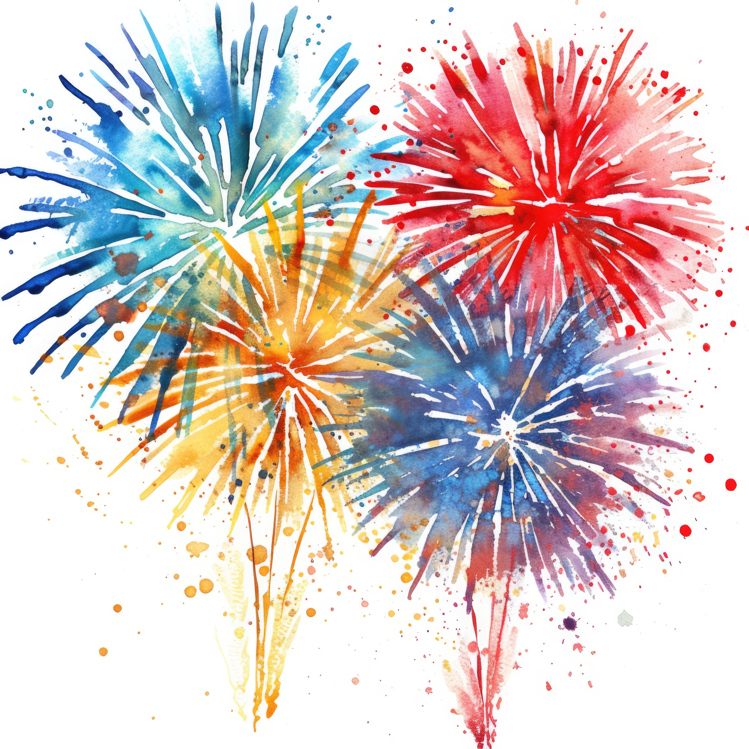 Fireworks Clipart, Watercolor Fireworks, Patriotic & BBQ Clipart for ...
