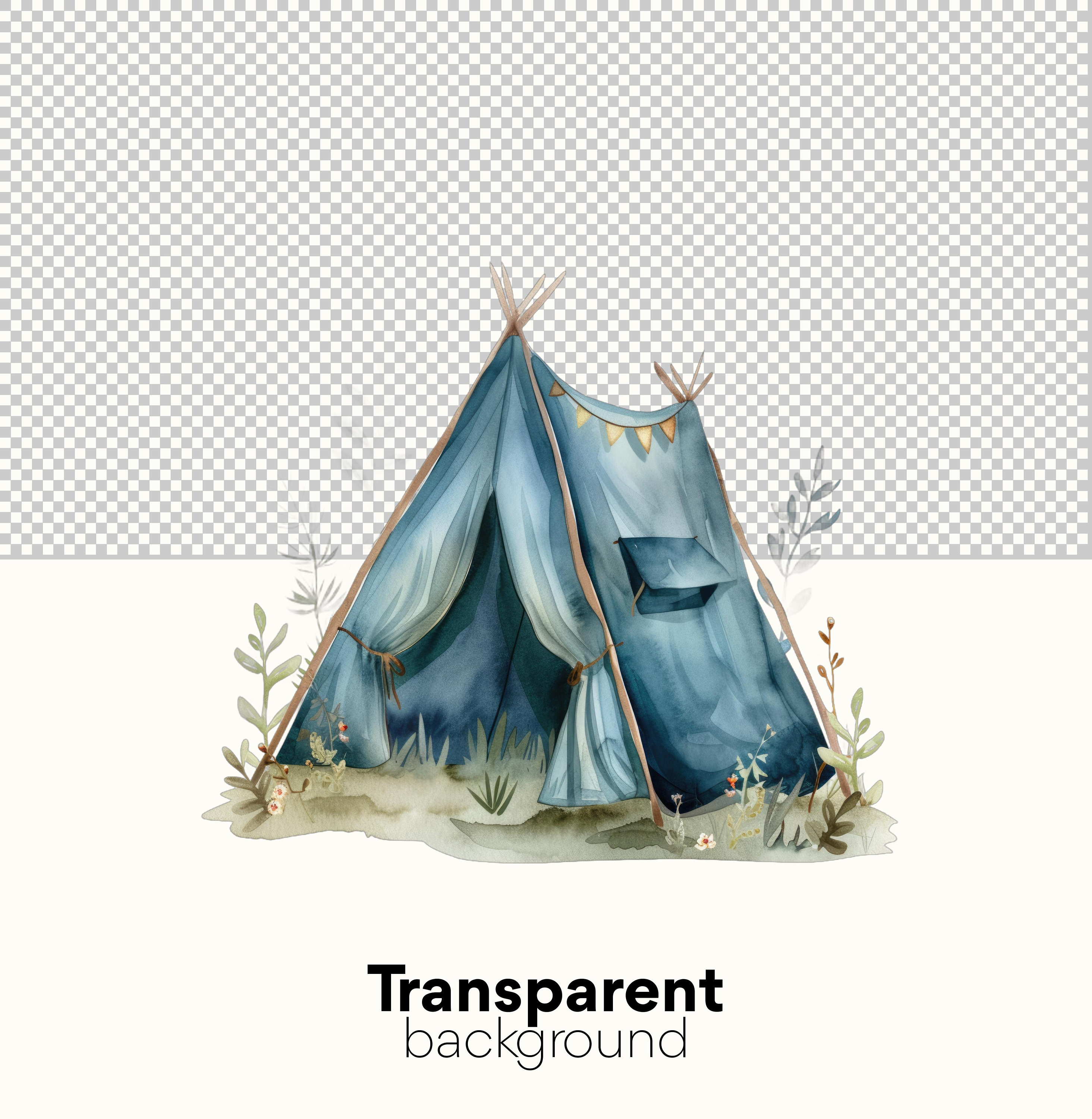 Tent Clipart: Watercolor Camping, Forest & Campfire Clipart - PNG ...