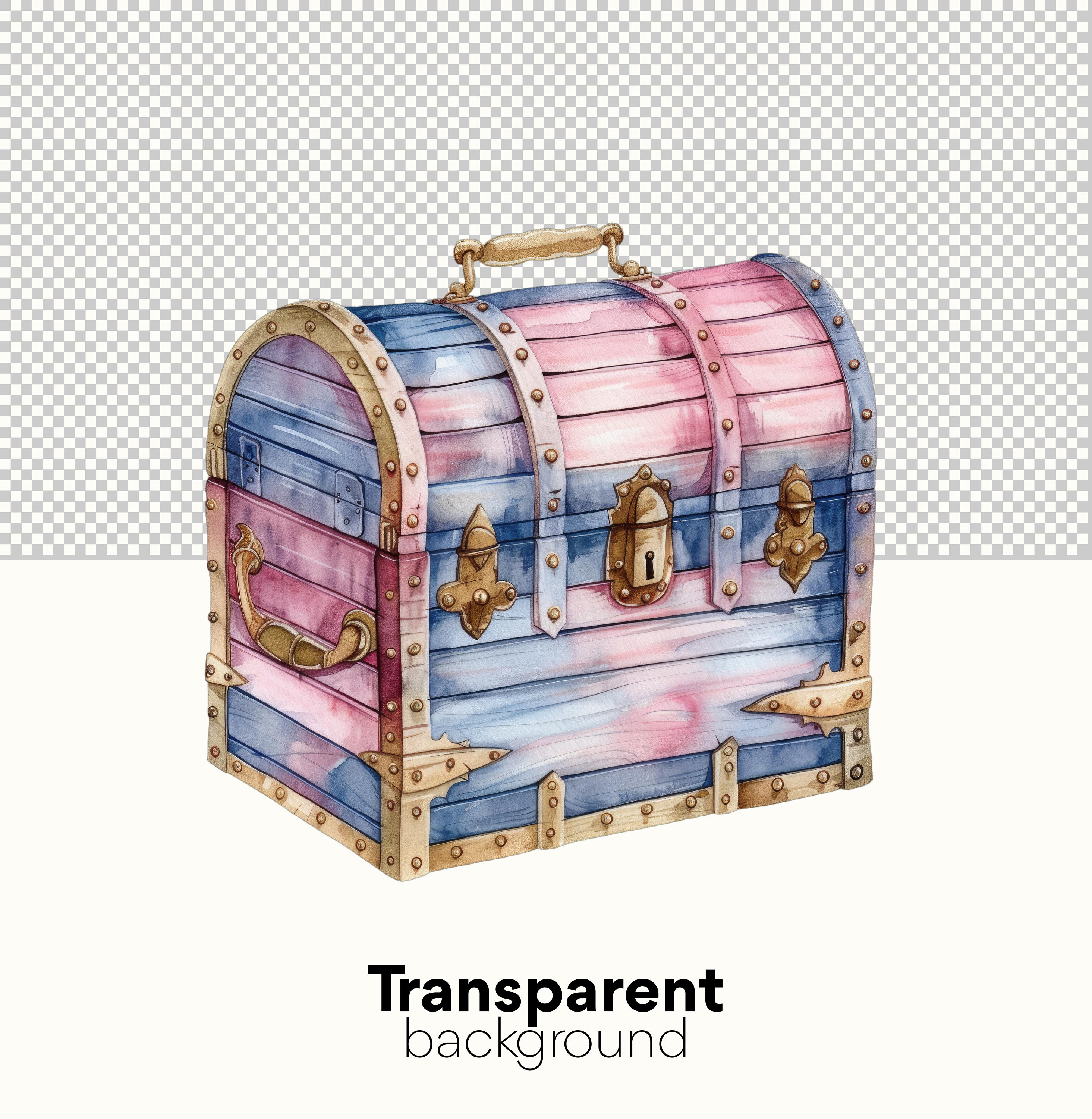 Treasure Chest Clipart: Watercolor, Fantasy & Nautical Theme, Pirate ...