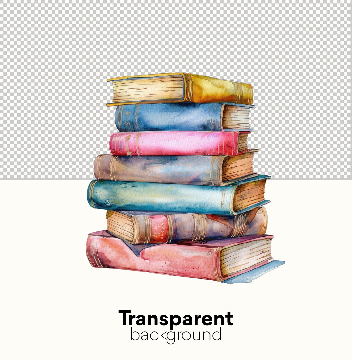 Stack of Books Clipart: Digital Download for Planners, Watercolor Art ...