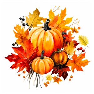 Fall Clipart Bundle: Autumn Clipart, Pumpkin & Fall Leaves Clipart ...