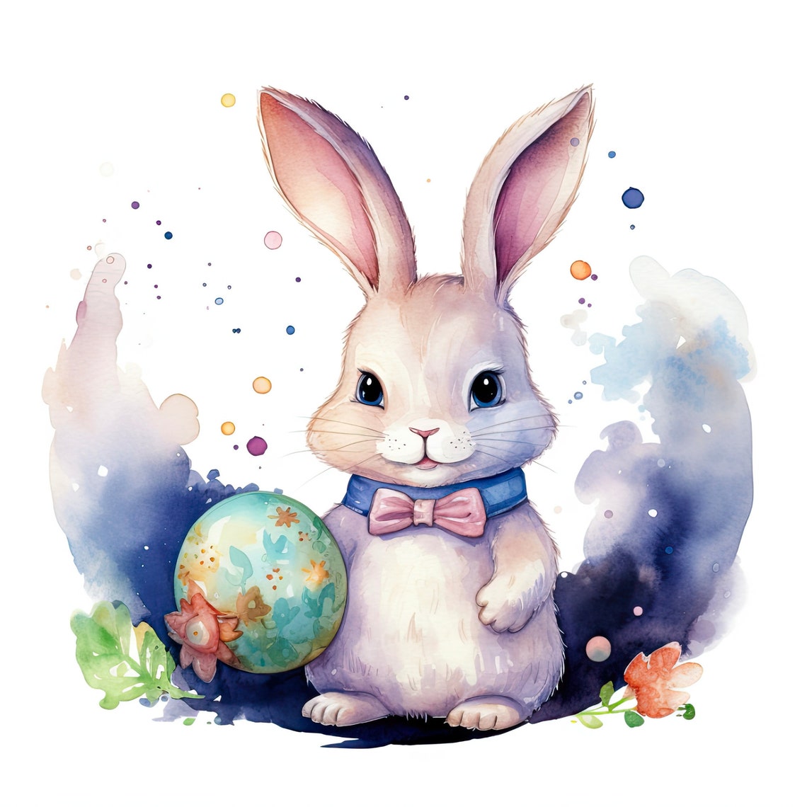 Easter Clipart: Watercolor Easter Bunny, Spring Clipart for Commercial ...