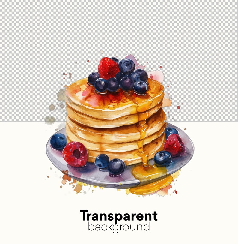 Pancake Clipart Bundle: Watercolor Pancake, Food, Breakfast, Brunch ...