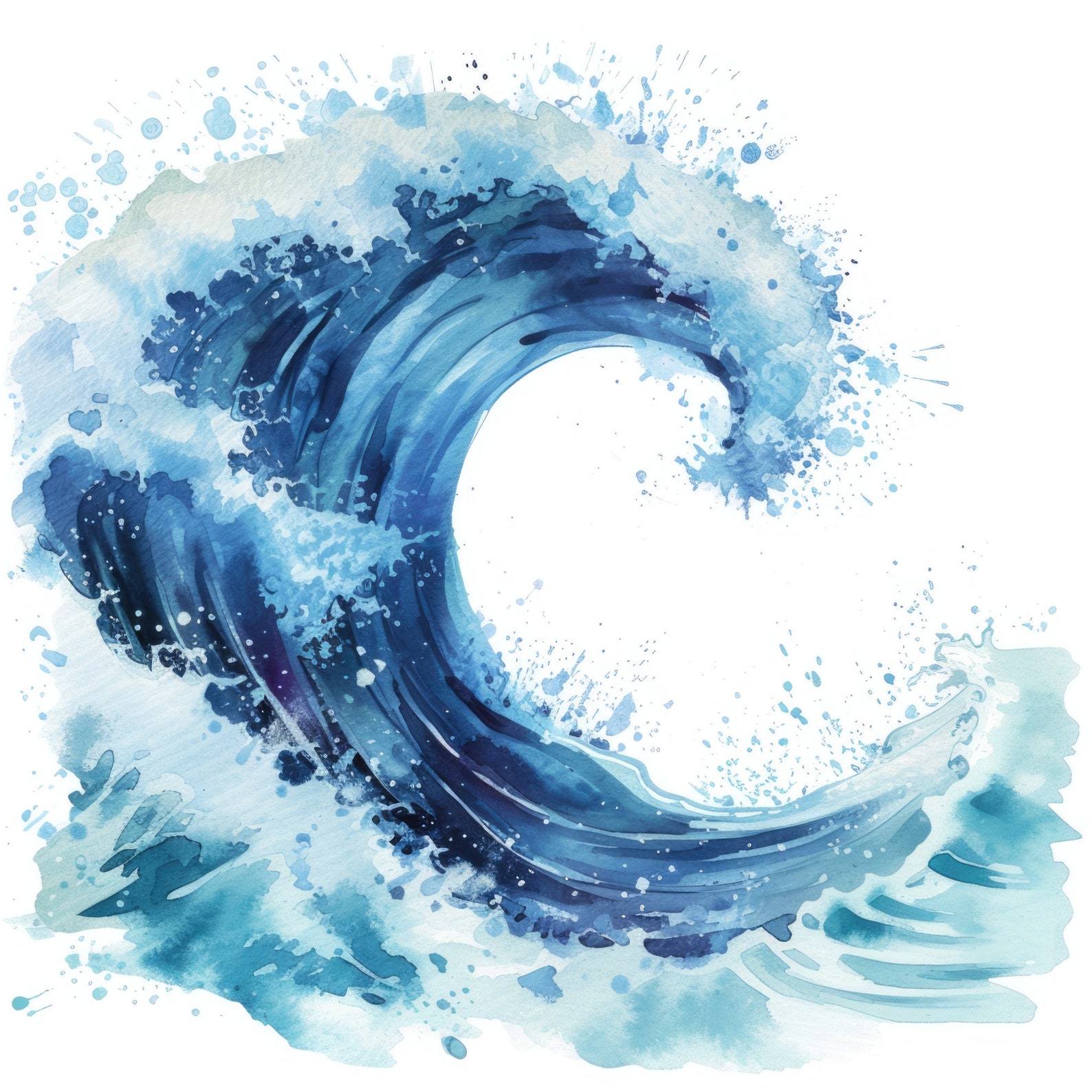 Wave Clipart: Ocean Waves Watercolor Clippers, Nautical Sea Clipart ...