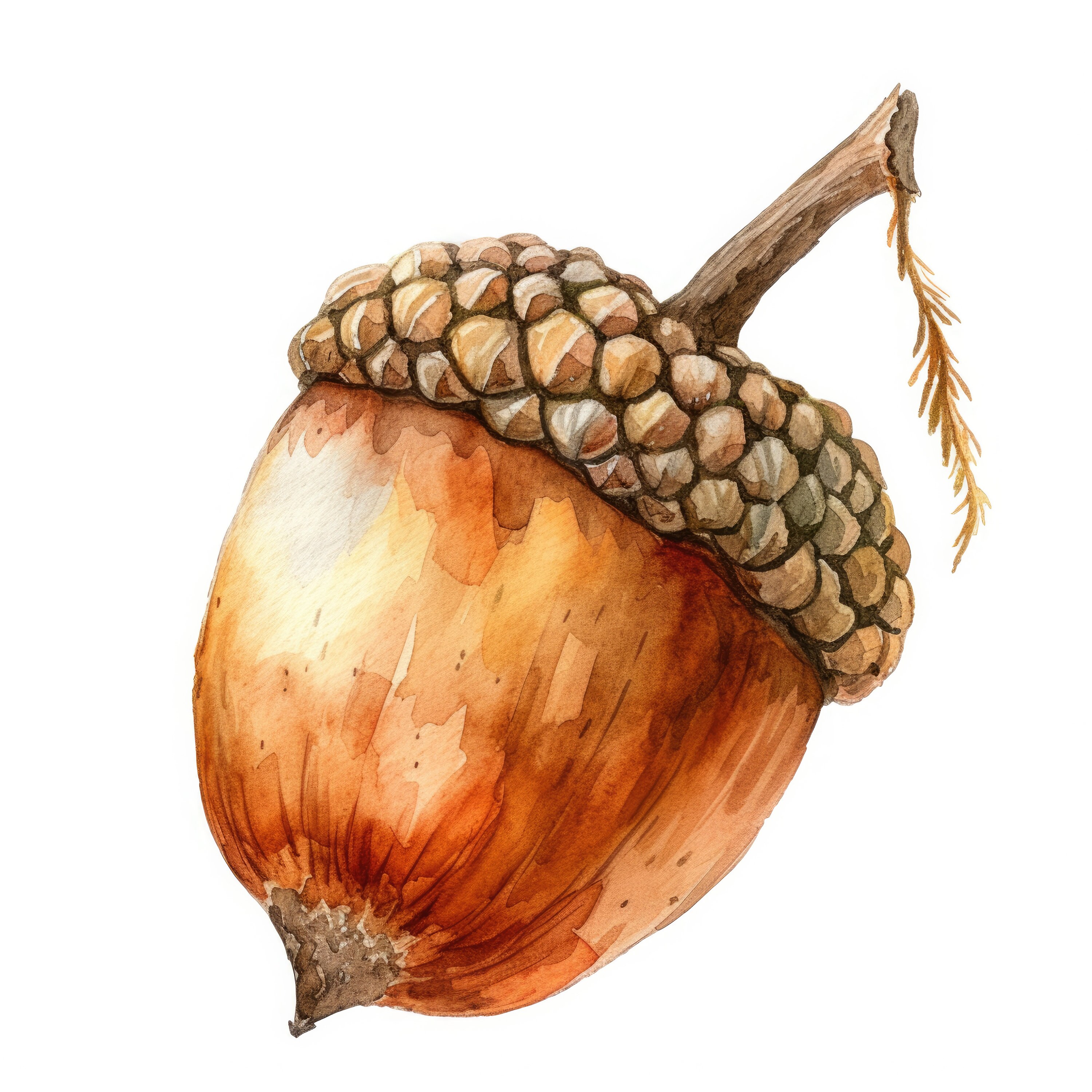 Acorn Clipart, Watercolor Autumn Leaves, Oak Fall Clipart, Digital ...