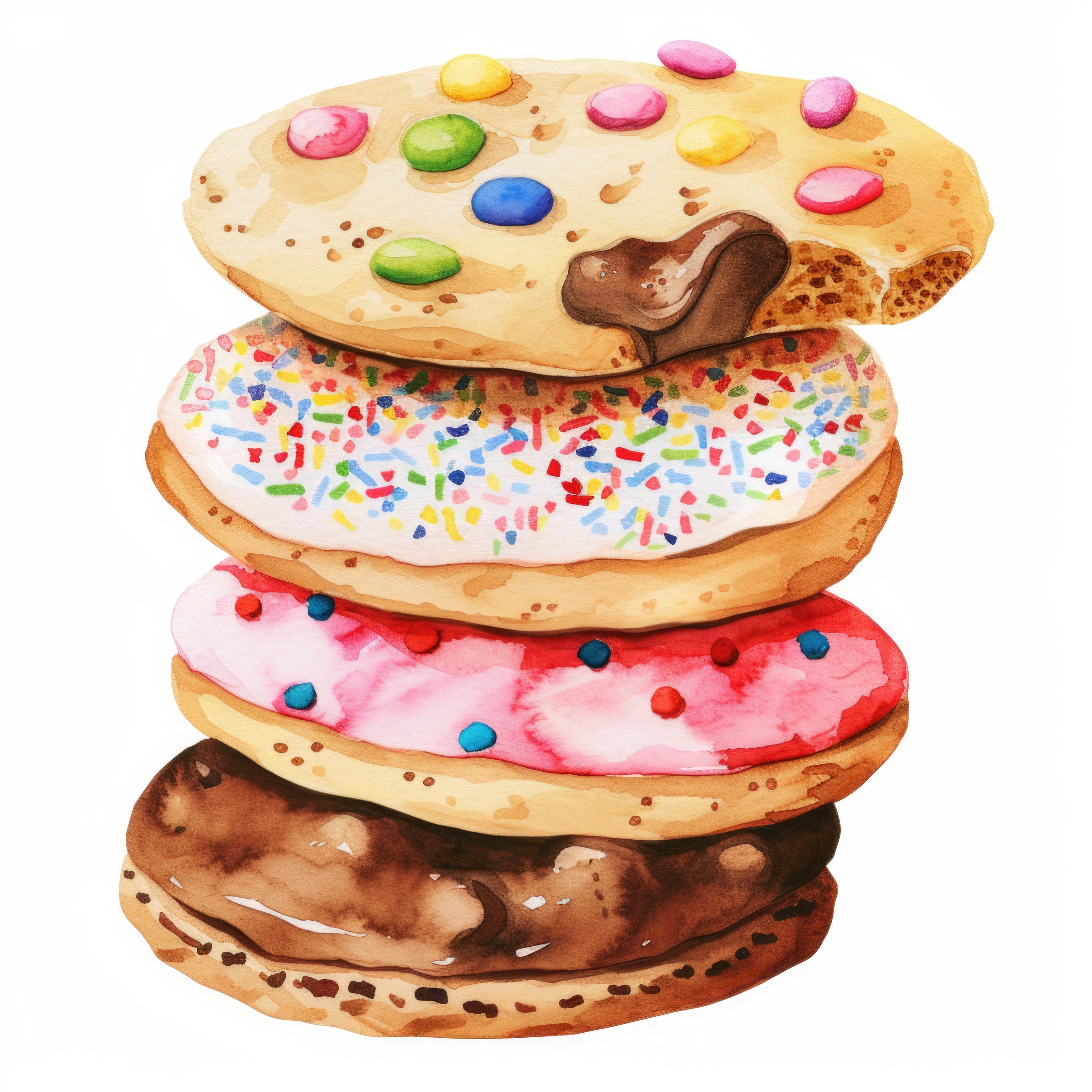 Cookies Clipart Bundle - Food & Baking Clipart, Watercolor Cookies ...