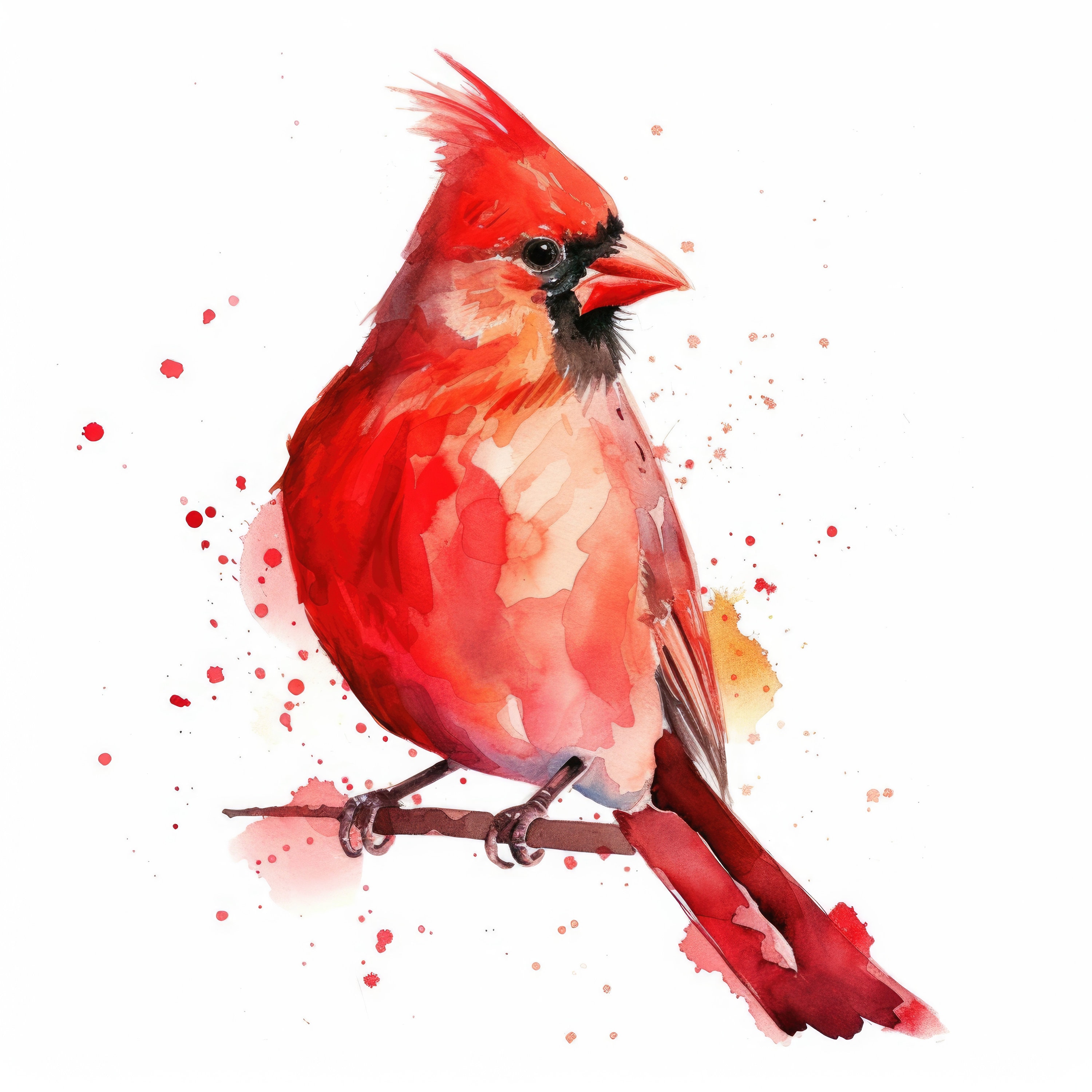 Cardinal Clip Art Pack Digital Download, Red Cardinal Watercolor ...