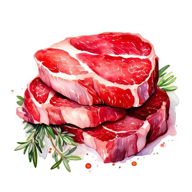 Meat Clipart Collection: Watercolor Food Illustration, Beef, Pork ...