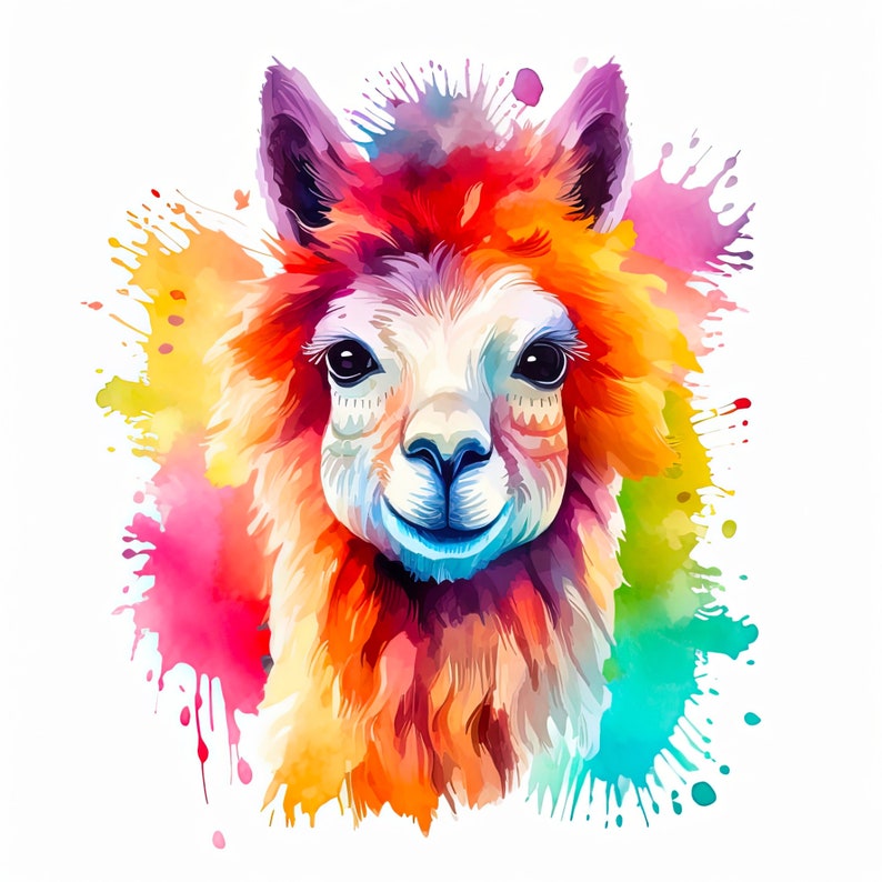 Llama Clipart Bundle: Alpaca Clipart, Watercolor Clipart, Cute Llama ...