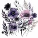 Black Purple & Silver Floral Clipart - Vintage Lavender Bouquets ...